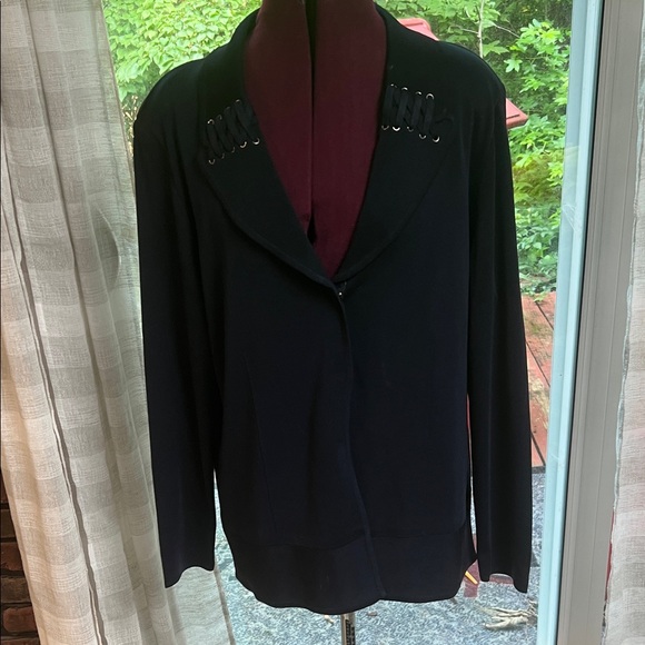 Misook | Jackets & Coats | Misook Elegant Navy Blue Blazer With Unique ...